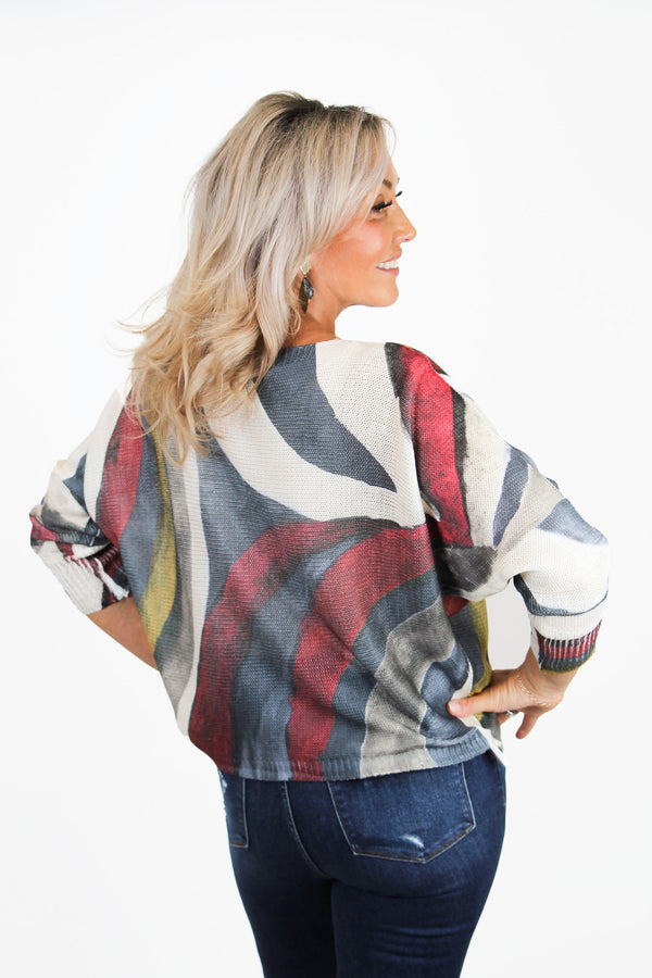Abstract Multi Color Italian Knit Sweater - Glitz & Ears Boutique